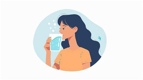Elegant Woman Holding Glass Of Water Illustration Premium Ai