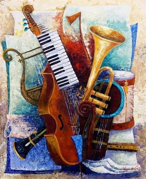 Abstract Painting of Musical Instruments