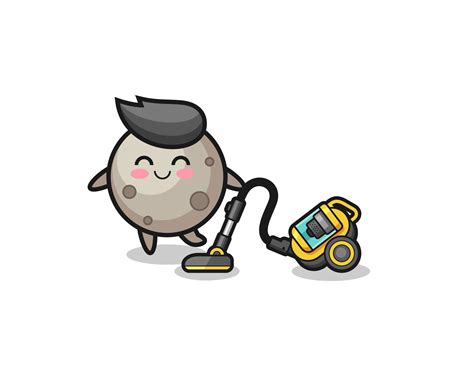 Cute Moon Holding Vacuum Cleaner Illustration 3803366 Vector Art At