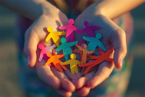 Colorful Paper Figures In Hands Stock Illustration Illustration Of