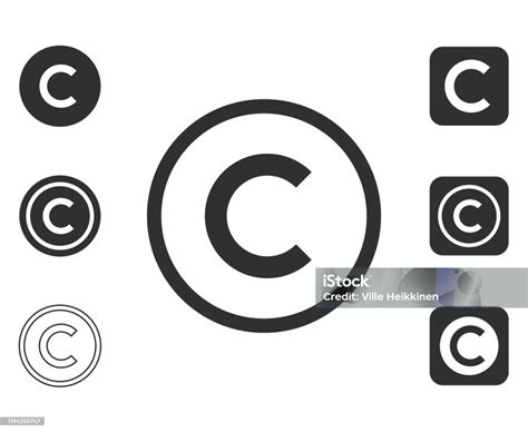 Ensemble De Forme Dicône De Copyright De Style Plat Signe De Symbole De