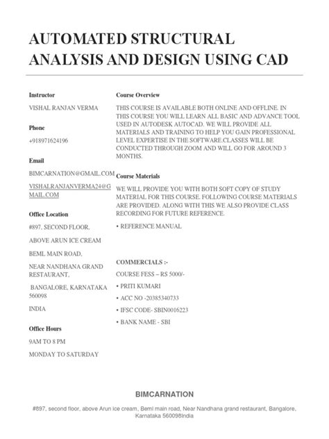 Automated Structural Analysis Using Cad Pdf Autodesk Revit Civil Engineering