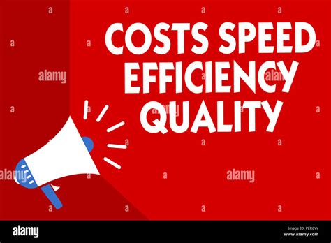 Conceptual Hand Writing Showing Costs Speed Efficiency Quality Business Photo Showcasing