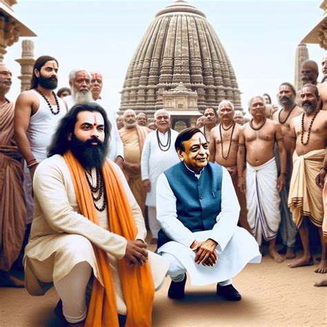 vivek gupta in ayodhya temple with prominent politician ai art
