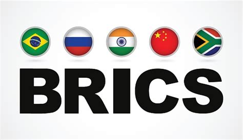Brics를 구성하는 국가의 국기 인 Brics는 브라질 러시아 인도 중국 및 남아프리카 공화국의 세계 경제 그룹입니다