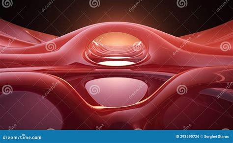 Abstract Red Liquid Flowing Through A Curved Surface Ai Stock