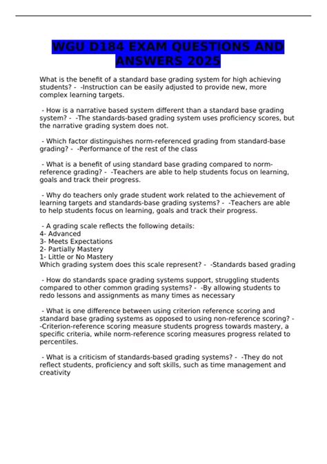 Wgu D184 Exam Questions And Answers 2025 Wgu D184 Stuvia Us