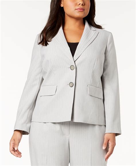 Le Suit Plus Size Pinstriped Pantsuit Macys