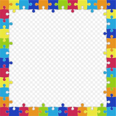 Color Puzzle Vector Hd Png Images Rainbow Color Puzzle Frame Border
