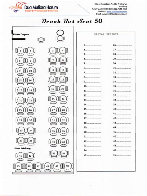 Denah Bus Seat 50 Pdf