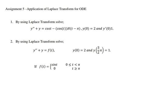 Solved Assignment 5 Application Of Laplace Transform For Ode