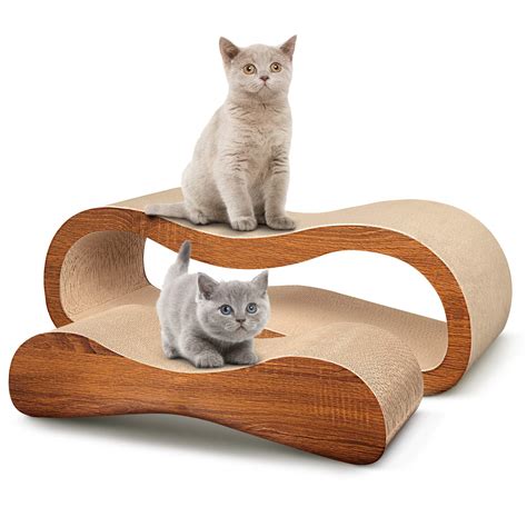 Fluffydream 2 In 1 Cat Scratcher Cardboard Lounge Bed Cat Scratching Post Durable