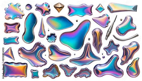 Substance Holographicwavy Liquid Melted Set Iridescent Metal Bold