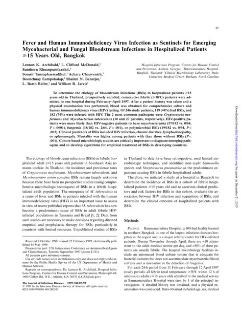 Pdf Fever And Human Immunodeficiency Virus Infection As Sentinels For Emerging Mycobacterial