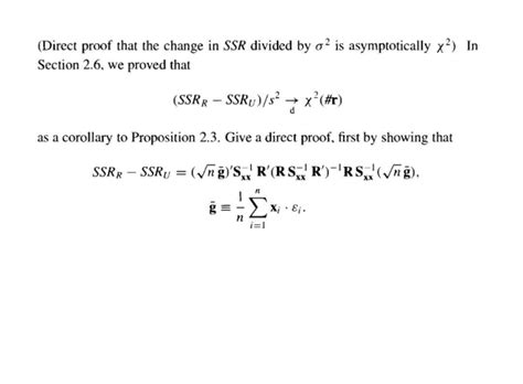 Direct Proof That The Change In SSR Divided By Ois Chegg Com