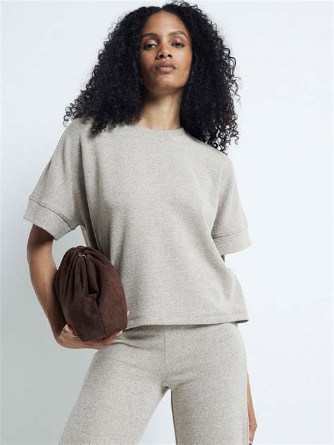 River Island Lurex Crochet Tee Gold Very