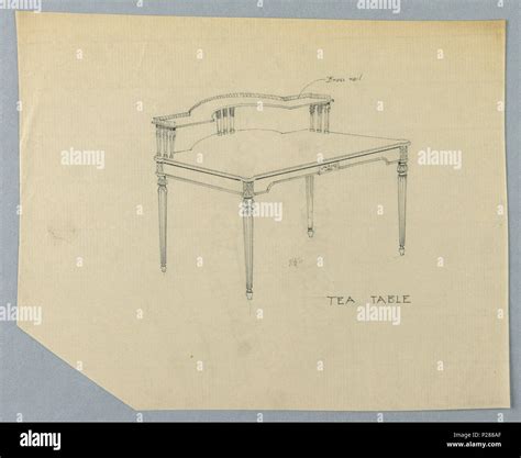 103 Drawing Design For Tea Table With Brass Railing Along Back Of