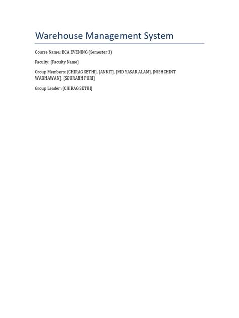 Wmsprojectreportwithout Pdf Databases Warehouse