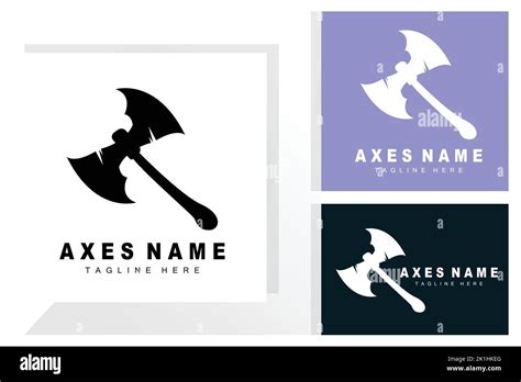 Ax Logo Design War Tool Illustration And Woodcutter Vector Stock