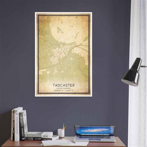 Vintage Tadcaster United Kingdom Map Poster Tadcaster City Road Wall