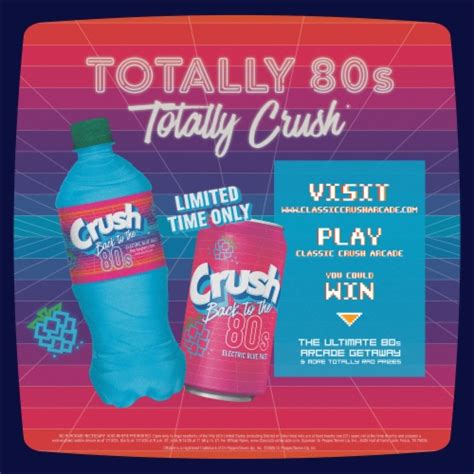 Crush Back To The 80s Electric Blue Razz Caffeine Free Soda Cans 12