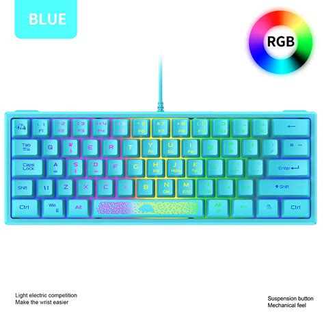 K61 RGB Проводная клавиатура, 60 процентов, 62 клавиши, эргономичная ...