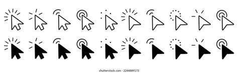 Set Computer Arrow Cursor Black Click Stock Vector Royalty Free Shutterstock