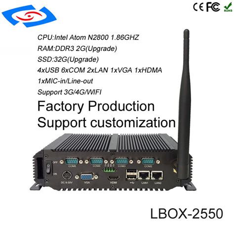 คอมพิวเตอร์ขนาดเล็กไร้พัดลมพร้อม Intel Atom D2550 Cpu 2 Lan Rj45