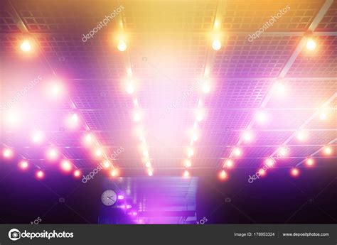 Rows Of Light Bulbs On Theater Entrance Ceiling Stock Photo