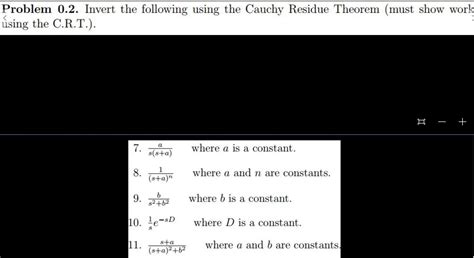 Solved Invert The Following Using The Cauchy Residue Theorem Chegg