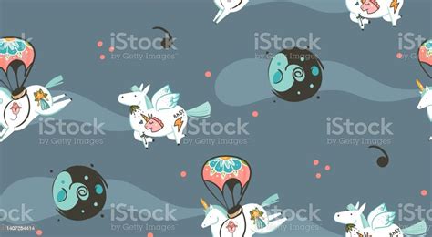 손으로 그린된 벡터 추상적인 그래픽 창작 만화 일러스트 원활한 패턴 구식 문신 혜성과 어두운 배경에서 분리 하는 우주에 있는