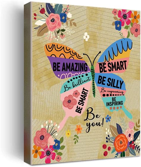 Aefer Colorful Butterfly Inspirational Quotes Motto Unframed Canvas