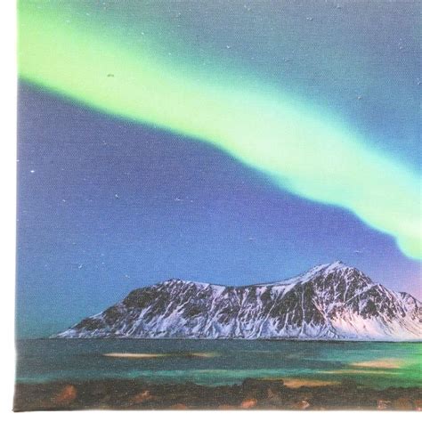 Tablou Canvas Cu LED Peisaj Aurora Boreala Cu 10 LED Uri 58 X 38 Cm