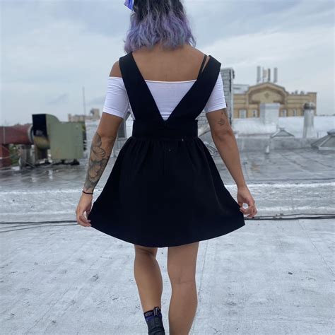 Renamed Black Pinafore Skater Dress New Without Depop