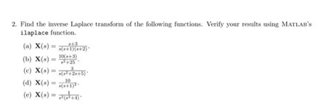 Solved Find The Inverse Laplace Transform Of The Chegg