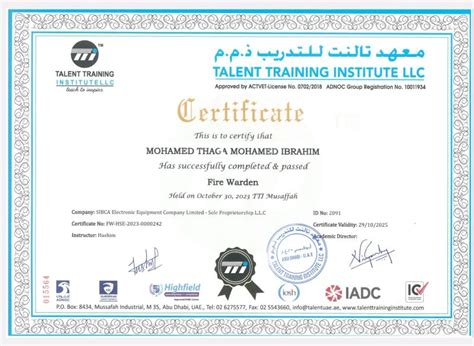 Mohamed Thaha On Linkedin Fire Warden Training Successfully Completed