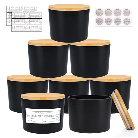 Snapklik CONNOO 8 Pack 12 OZ Matte Black Glass Wide Mouth Candle