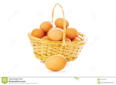 Basket Full Of Eggs Isolated Stock Image Image Of Fragility Eggs