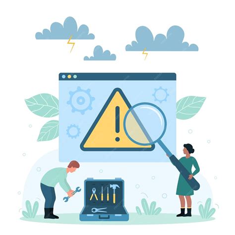 Premium Vector System Error Of Software Tiny People Repair Disconnect
