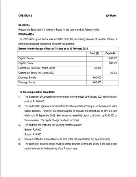 Solved QUESTION 2(20 ﻿Marks)REQUIREDPrepare the Statement of | Chegg.com