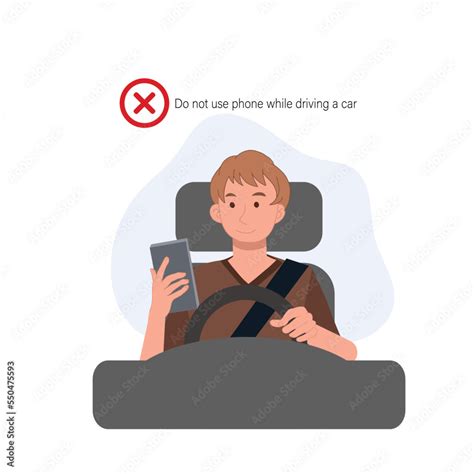 Safety Driving Rules Concept Phone While Driving Do Not Use Mobile A