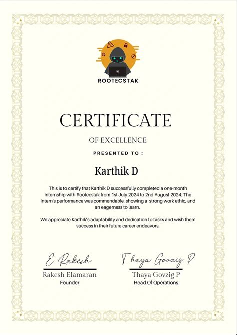 Karthik D On Linkedin Cybersecurity Internship Rootecstak