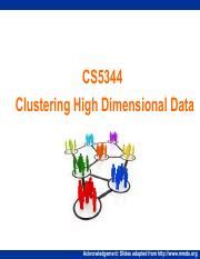 Understanding Clustering of High Dimensional Data: Techniques | Course Hero