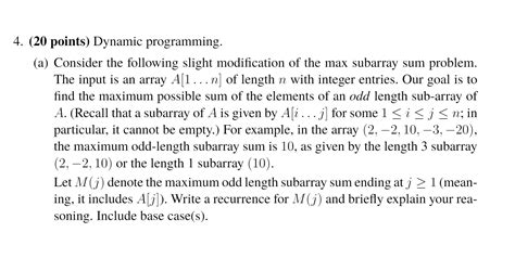 Solved 4 20 Points Dynamic Programming A Consider The