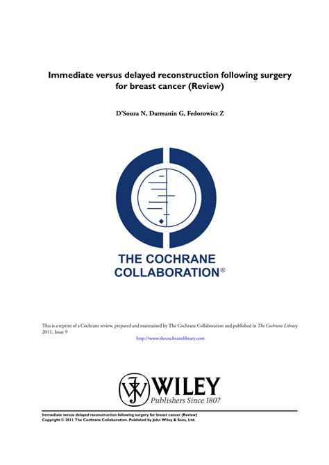 Pdf 497 Systematic Review Immediate Vs Delayed Breast Reconstruction