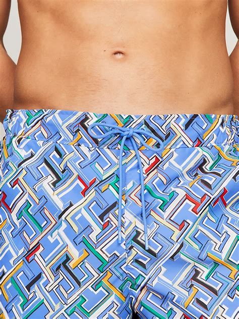 Th Monogram Mittellange Badeshorts Mit Print Blau Tommy Hilfiger