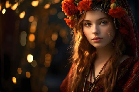 Premium Ai Image Girl At The Festival