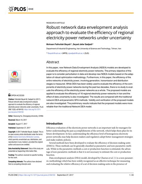 Pdf Robust Network Data Envelopment Analysis Approach To Evaluate The