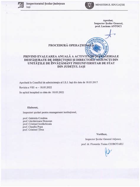 Procedura Operationala Evaluare Manageriala Directori Completa Pdf