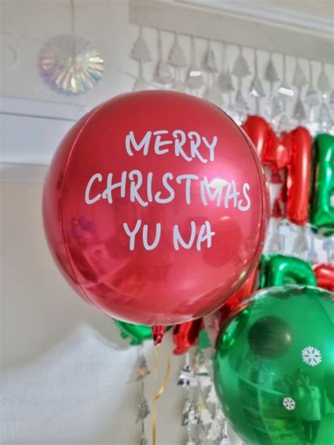 헬륨 완제품 크리스마스 옹브레 빨간 레드 레터링 풍 아이디어스